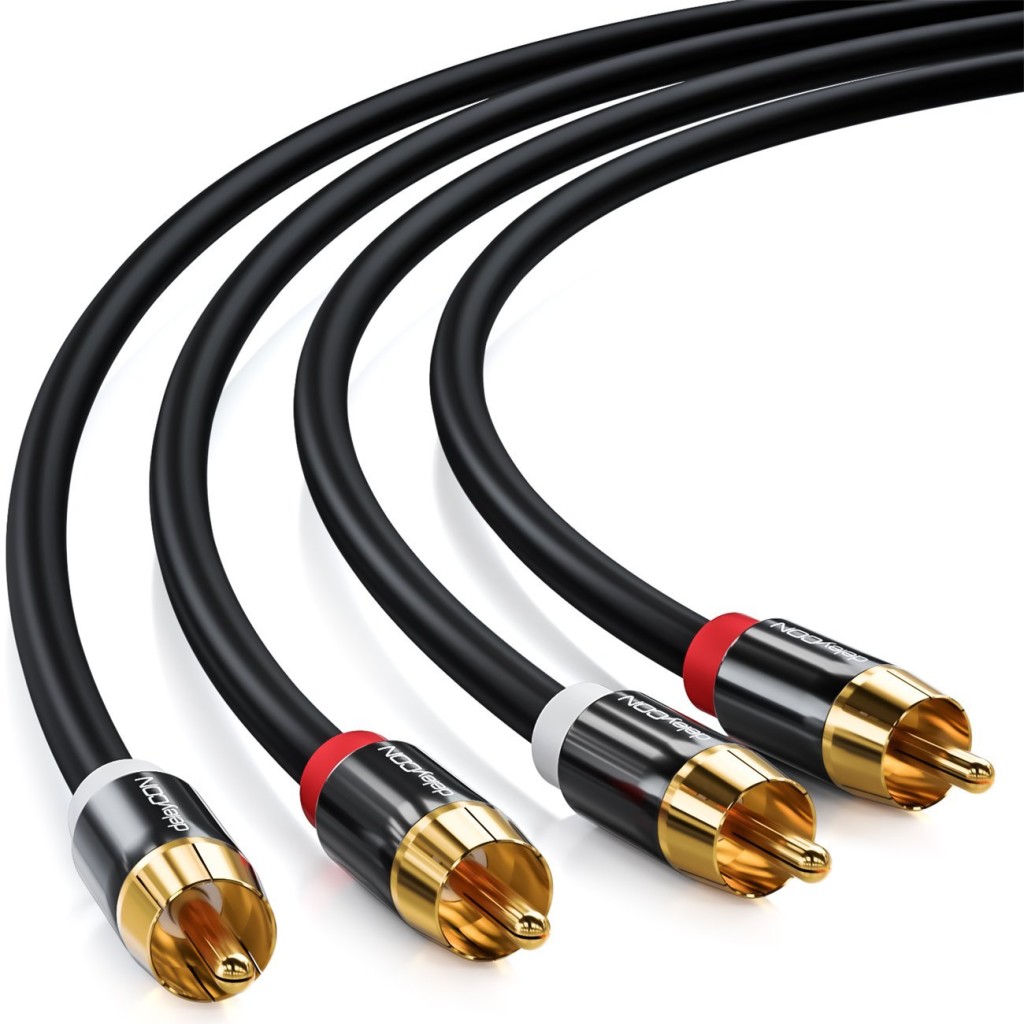 deleyCON Stereo Audio Cinch Kabel - 2x RCA Stecker zu 2x RCA Stecker ...