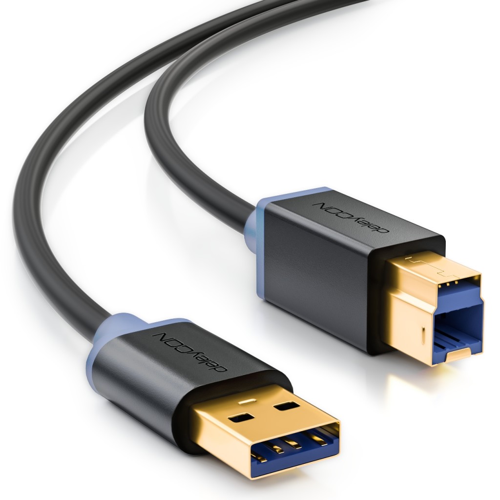 deleyCON USB 3.0 Super Speed Kabel USB A-Stecker zu USB B-Stecker ...