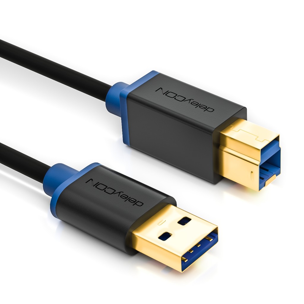 deleyCON USB 3.0 Super Speed Kabel USB A-Stecker zu USB B-Stecker ...