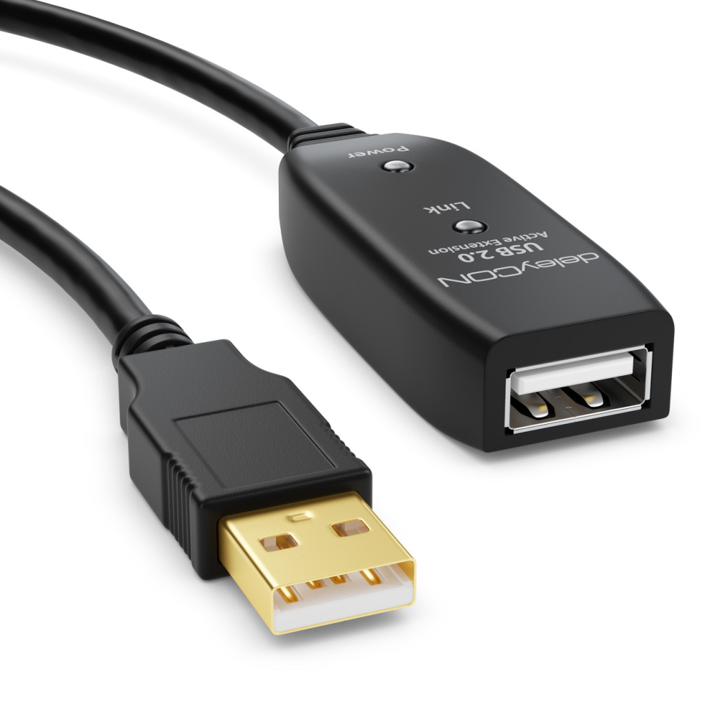 deleyCON USB 2.0 Verlängerungkabel aktiv mit Signalverstärker – 2 ... deleyCON USB 2.0 Verlängerungkabel aktiv mit Signalverstärker – 2 ...