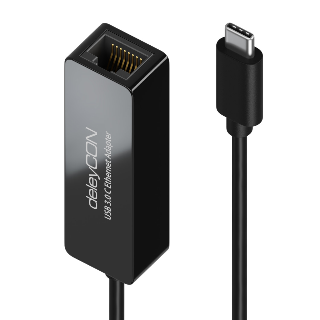 deleyCON USB-C auf RJ45 LAN Adapter Ethernet Gigabit - USB 3.0 (USB 3.1 ...