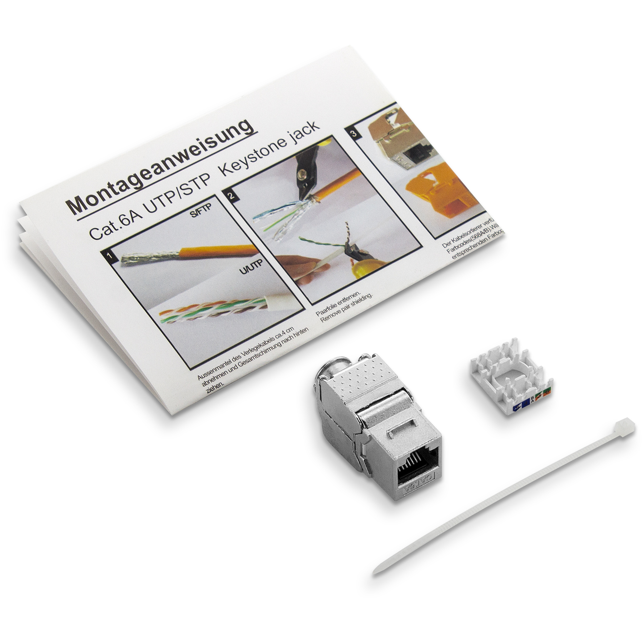 deleyCON Keystone Modul CAT 6a RJ45 Buchse - 5 Sets - deleyCON