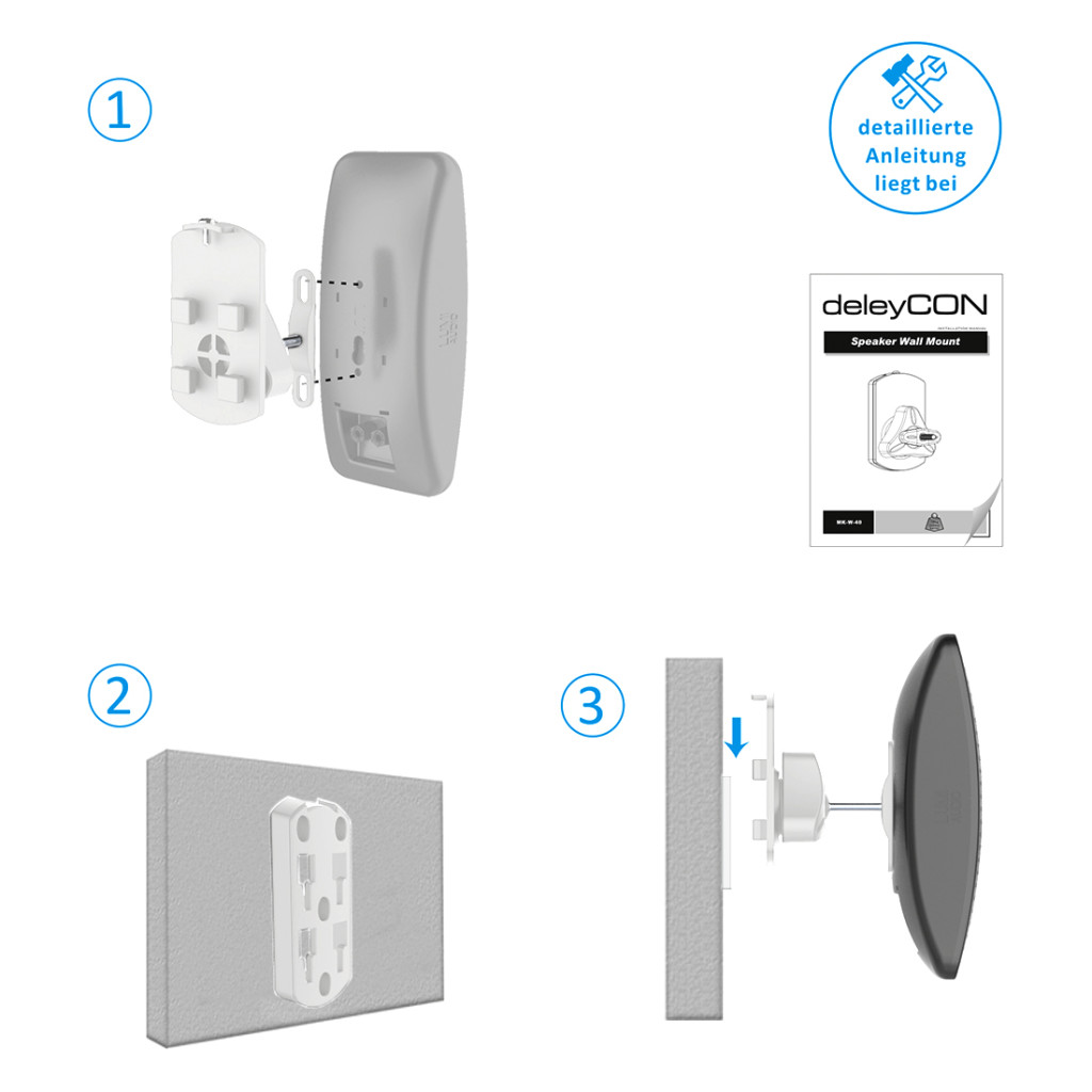 deleyCON Lautsprecherhalterung – universell – bis 10Kg – 2er & 4er SET ...