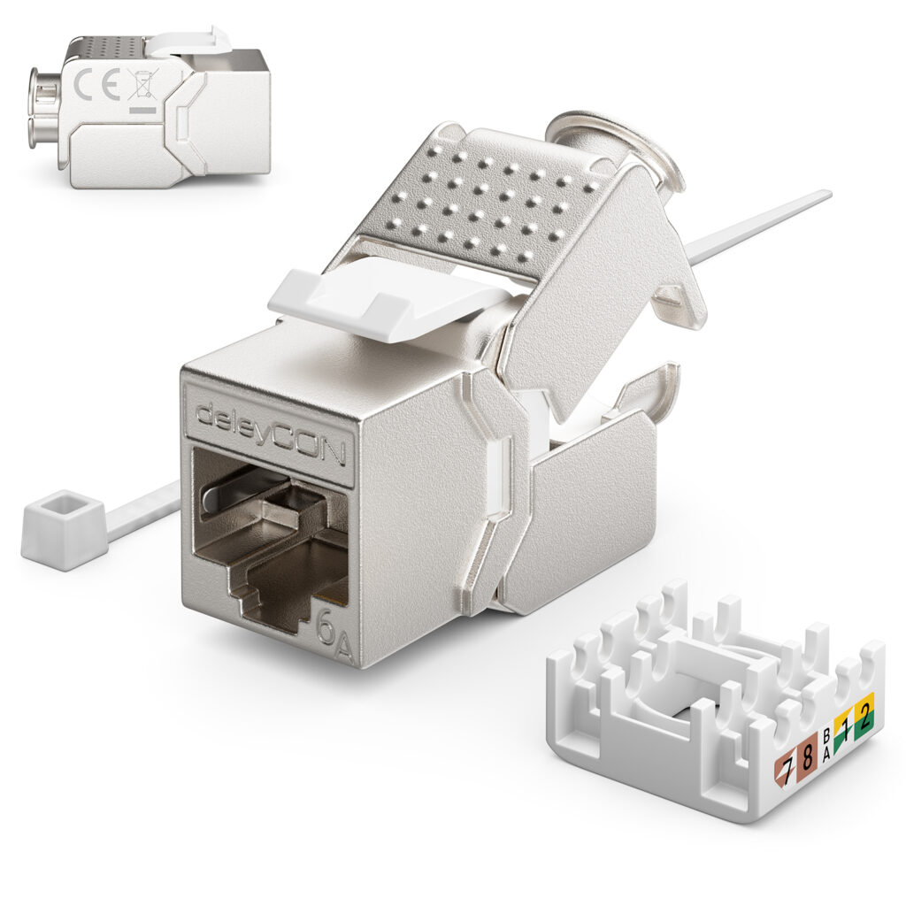 deleyCON Keystone Dose Netzwerkdose Datendose mit CAT 6a Keystone Jack ...