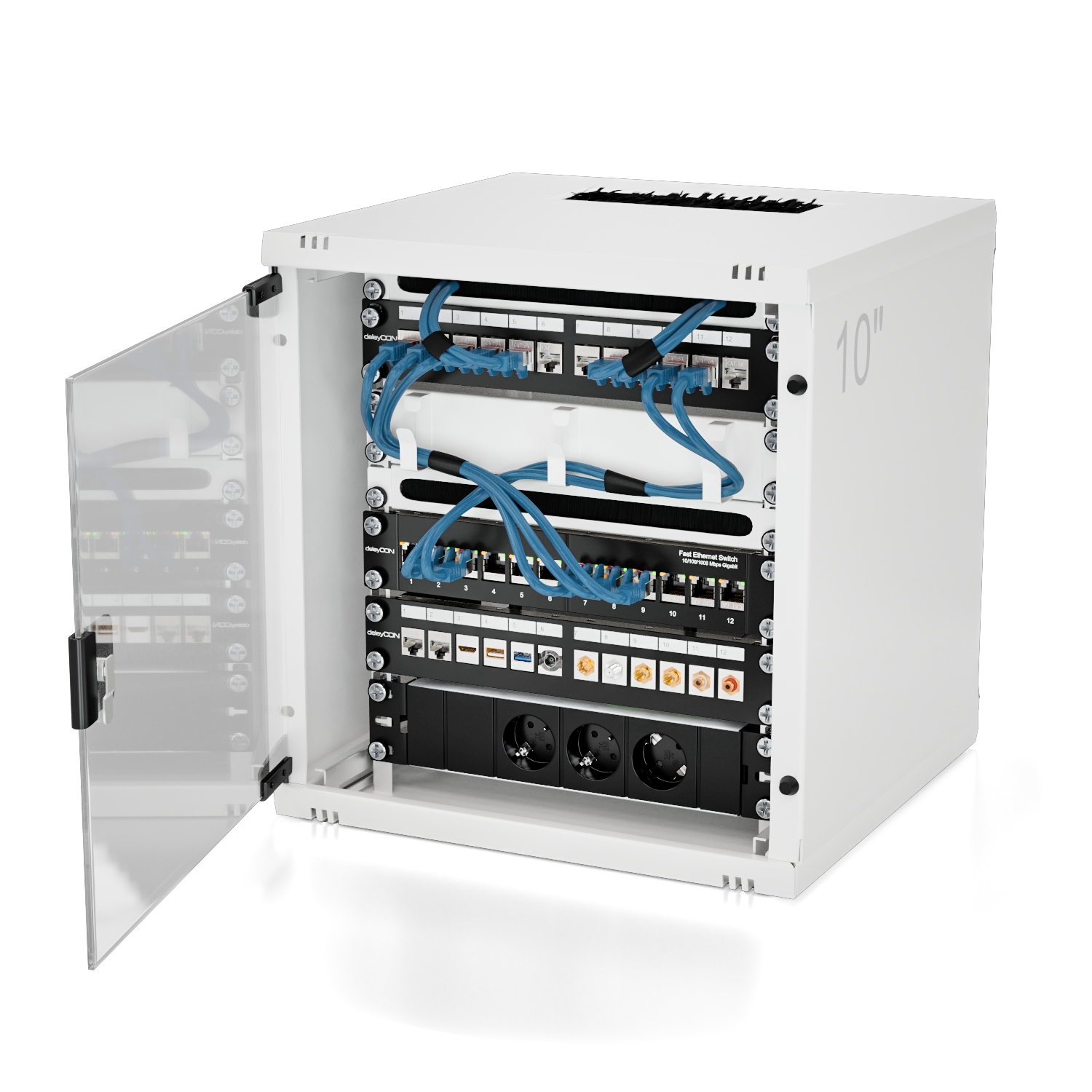 deleyCON 12 Port Patchpanel Patchfeld Modular für Keystone Module 1HE ...