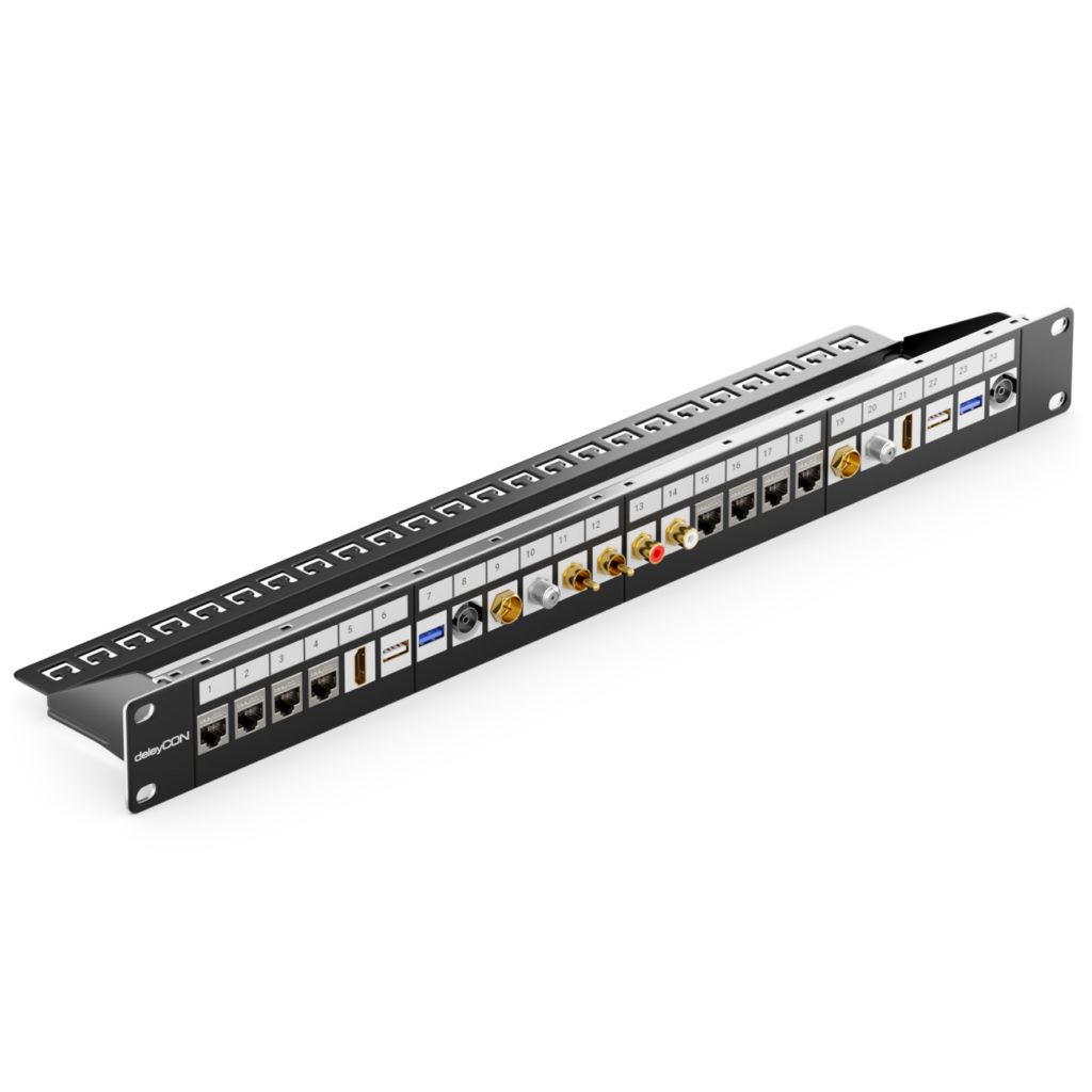 deleyCON 24 Port Patchpanel Patchfeld Modular für Keystone Module 1HE ...