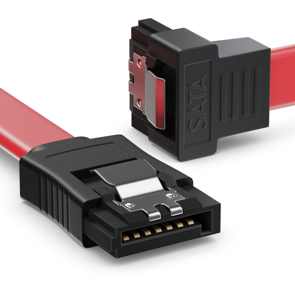 deleyCON SATA Kabel Set 2x SATA III Kabel mit 1x 90° Stecker + Y Strom ...