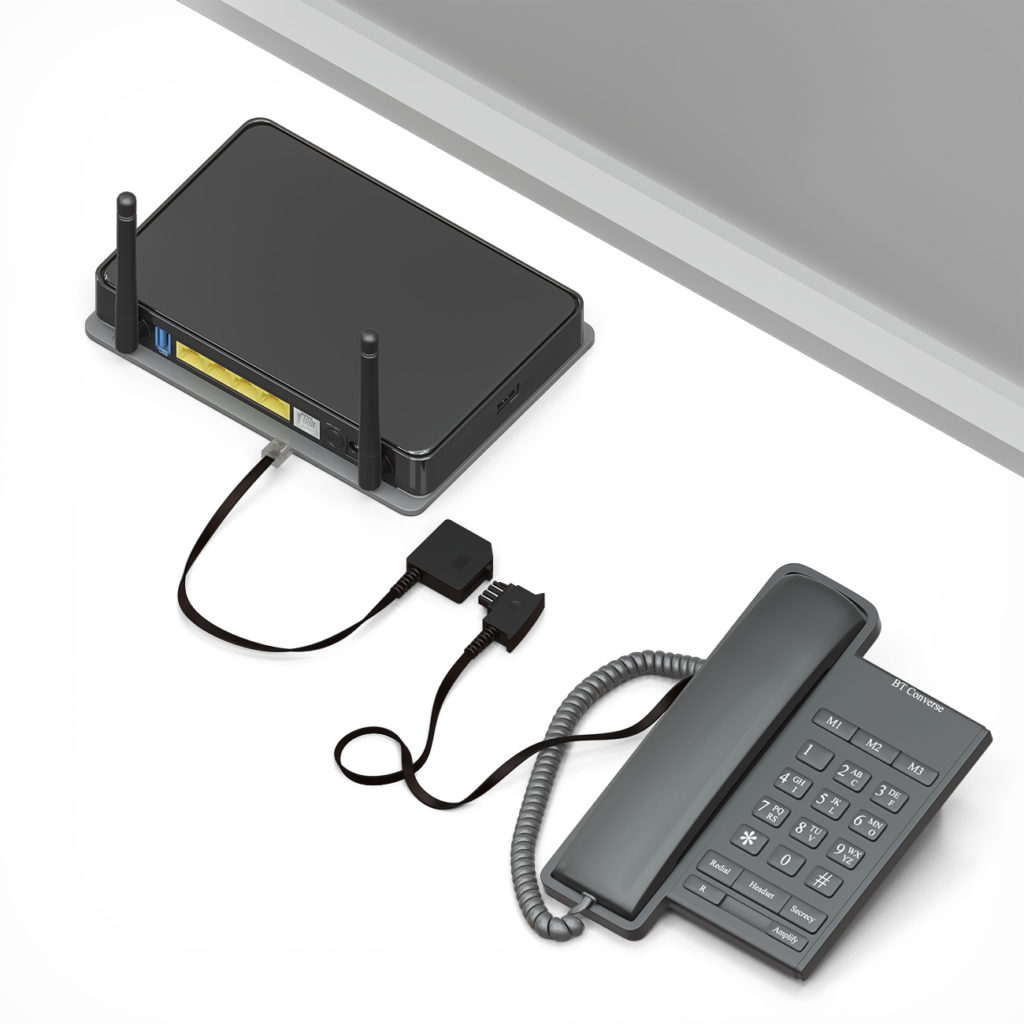 deleyCON 0,2m Telefon Adapter RJ11 Stecker 6P4C auf TAE-F Buchse ...