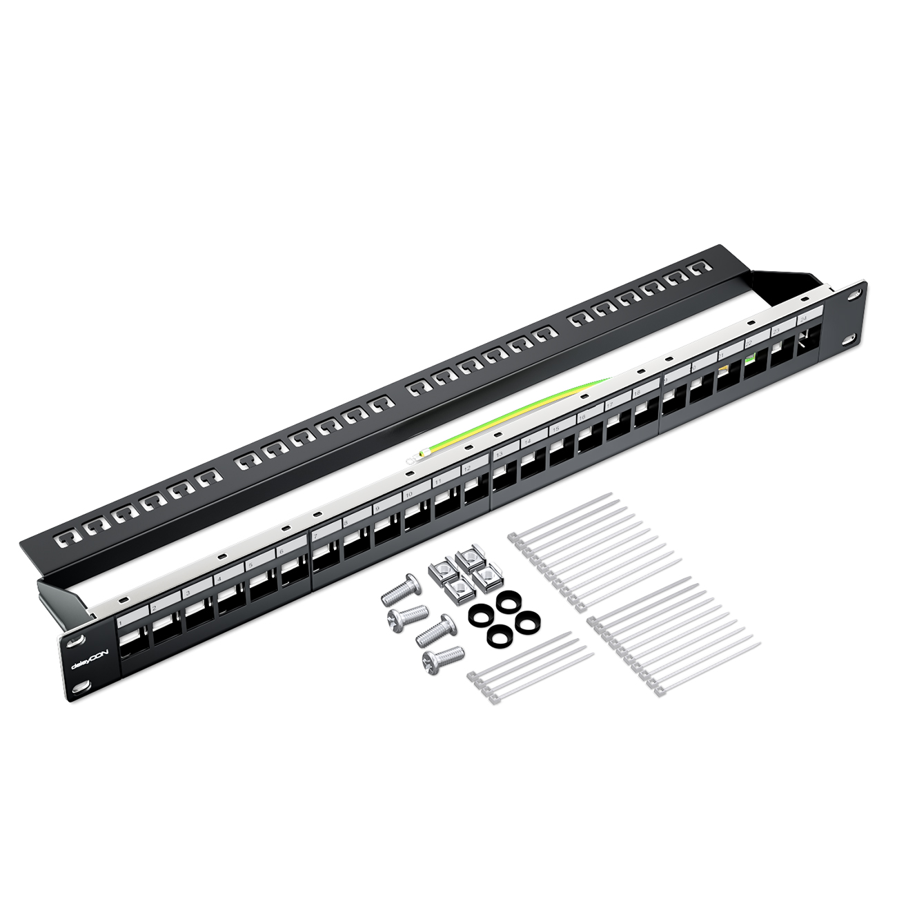 deleyCON 24 Port Patchpanel Set Patchfeld Modular 1HE 19 Zoll ...