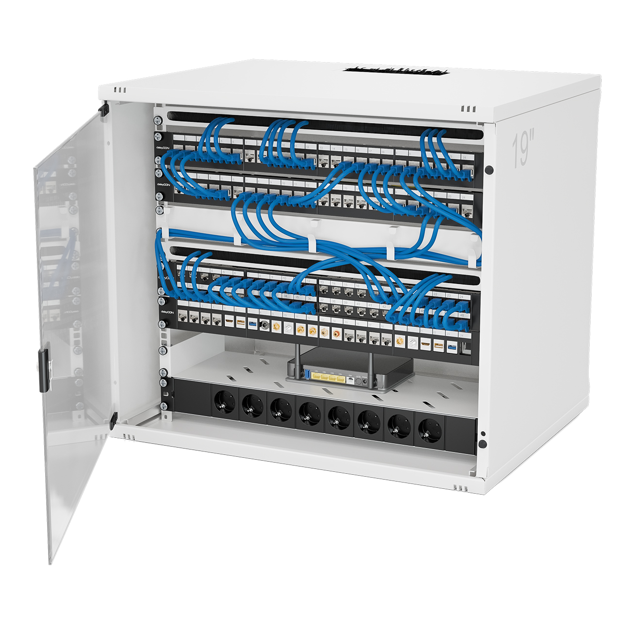 deleyCON 24 Port Patchpanel Set Patchfeld Modular 1HE 19 Zoll ...