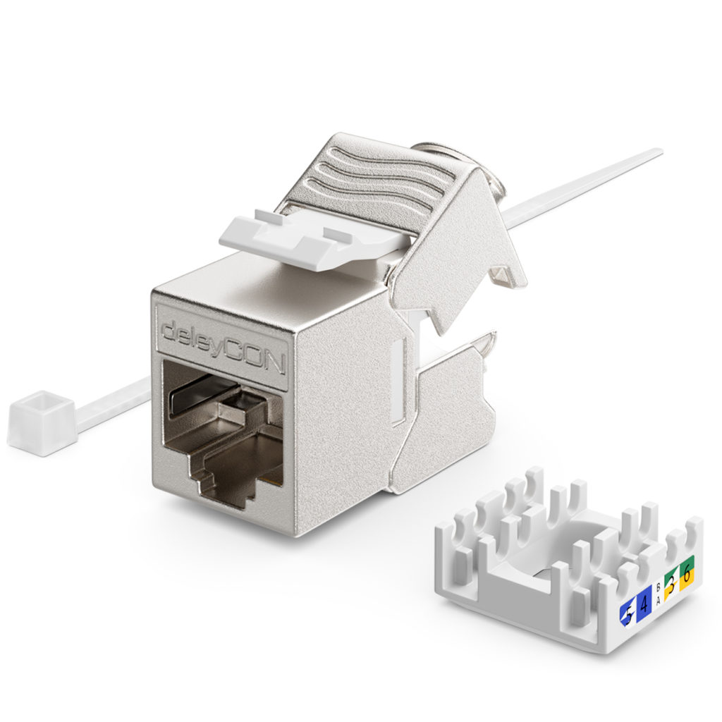 deleyCON CAT6a Mini Keystone Jack Modul STP Schirmung RJ45 Buchse ...