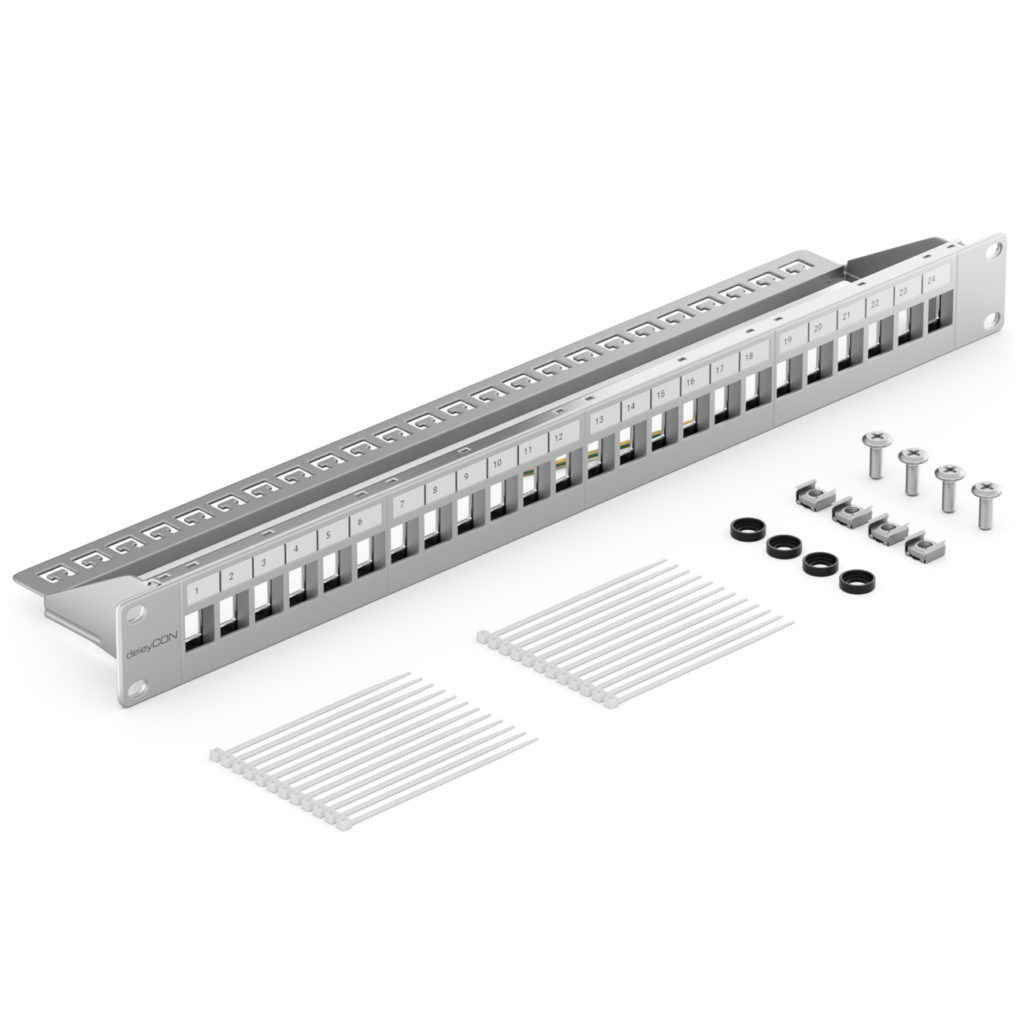 deleyCON 24 Port Patchpanel Patchfeld Modular für Keystone Module 1HE ...