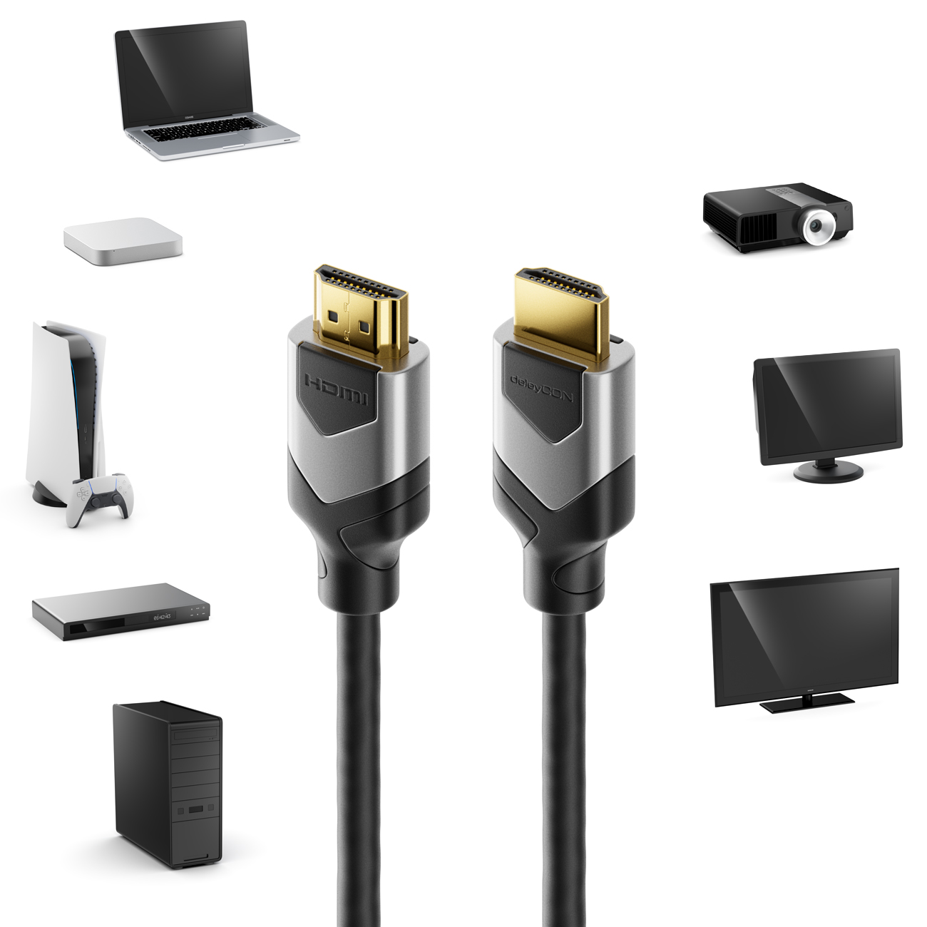 deleyCON 8K UHD-II HDMI 2.1 Kabel 4320p 2160p 8K@60Hz 4K@120Hz ...