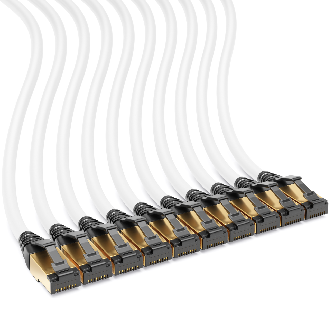 deleyCON 10x CAT8.1 Patchkabel Netzwerkkabel Datenkabel S/FTP PIMF 2000MHz 40Gbit RJ45 - Weiß ...