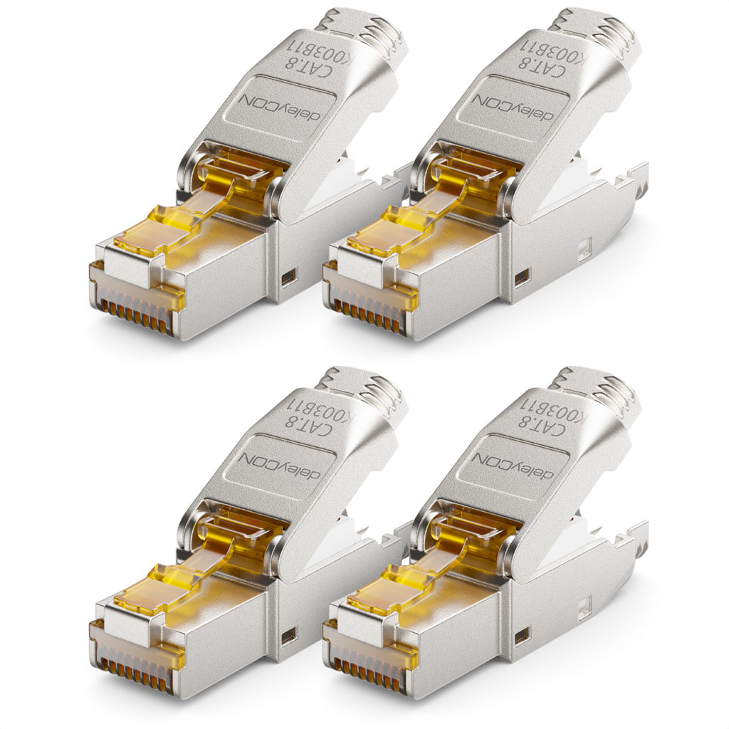 deleyCON CAT 8 Netzwerkstecker RJ45 Werkzeuglos Geschirmt 40Gbit/s ...