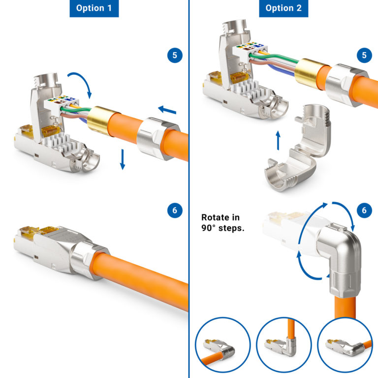 deleyCON CAT 8 Netzwerkstecker 90° Winkel Stecker RJ45 Werkzeuglos ...
