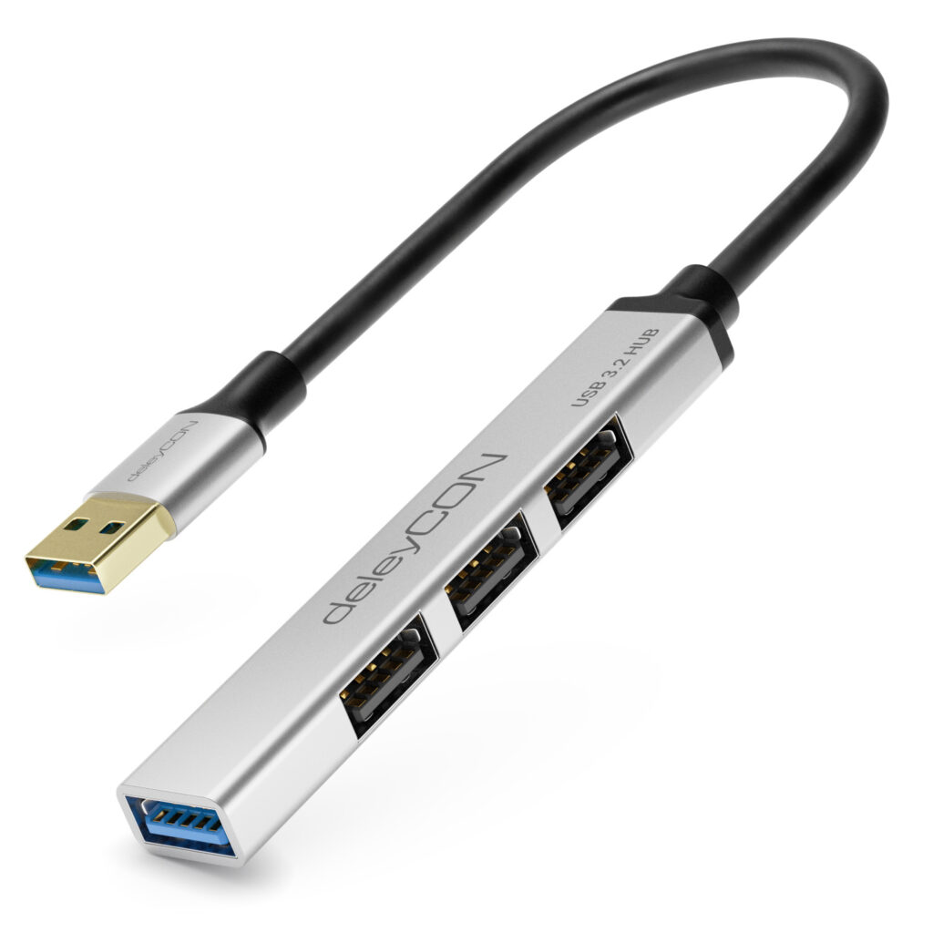 deleyCON USB HUB 4 Port - 4X USB A Anschlüsse (1x USB 3.0 // 3X USB2.0 ... deleyCON USB HUB 4 Port - 4X USB A Anschlüsse (1x USB 3.0 // 3X USB2.0 ...