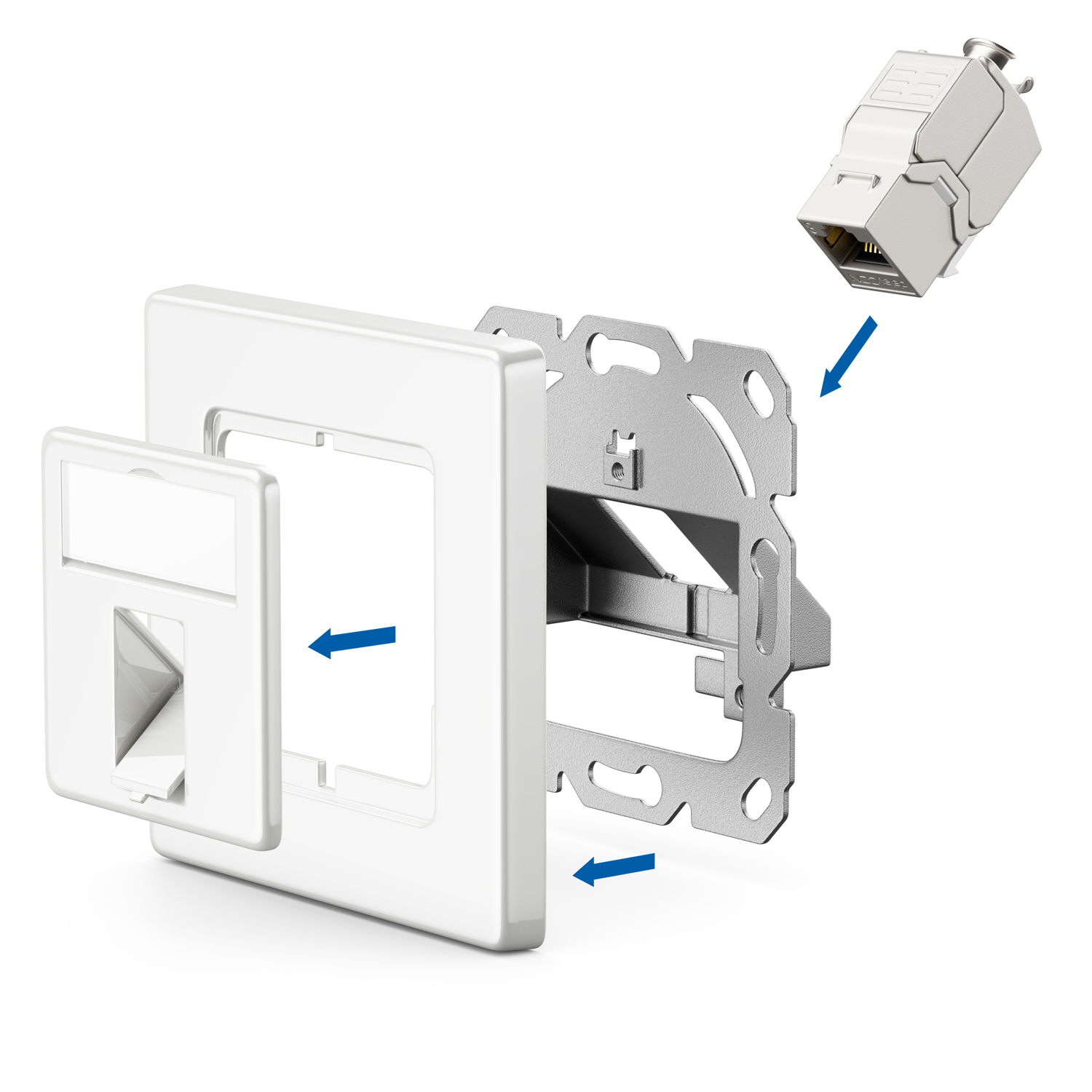 deleyCON CAT8 Keystone Netzwerkdosen Set 2000 MHz 40 GBit/s Unterputz ...